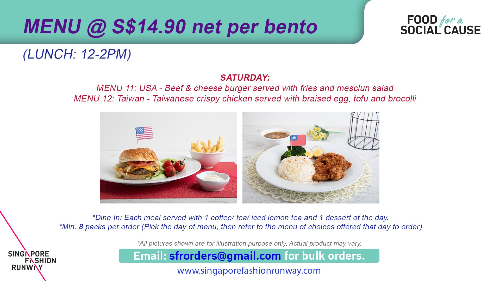 Saturday (Menu 11 or Menu 12) – Singapore Fashion Runway